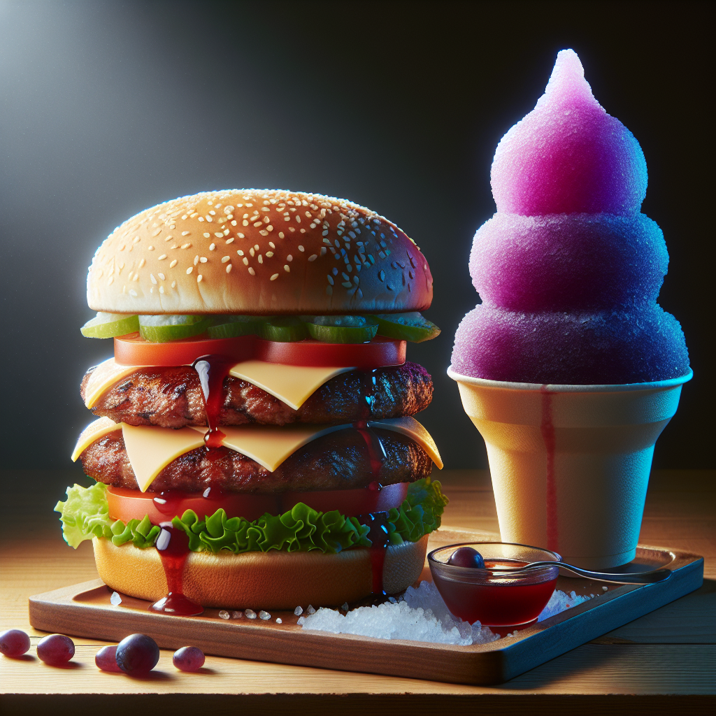 What is a burger and a grape snow cone - Fromages Charlevoix